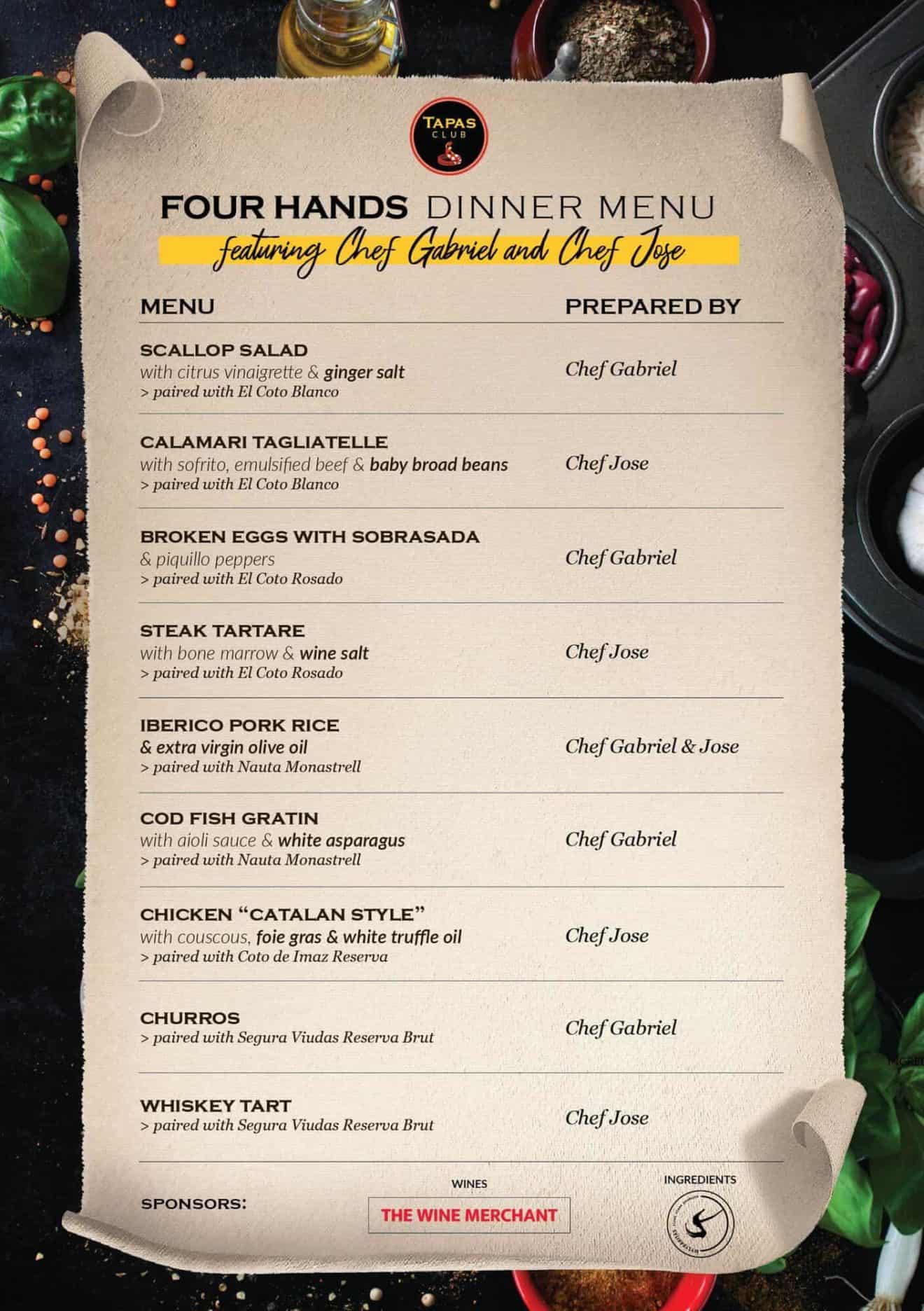 Four Hands Wine Pairing Event at Tapas Club - DiineOut